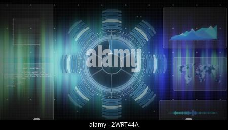Image of data over circular scanner processing Stock Photo - Alamy