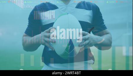 Image of statistics over rugby player Stock Photo - Alamy