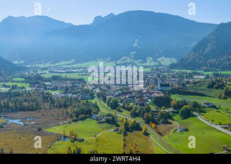 Aerial view to Pfronten on bavarian alpine border near Füssen Stock ...