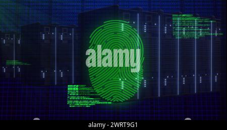 Image of biometric fingerprint over computer servers Stock Photo - Alamy