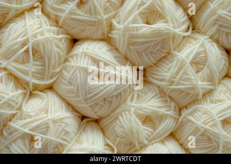 Multiple balls of white threads, abstract textile background Stock ...