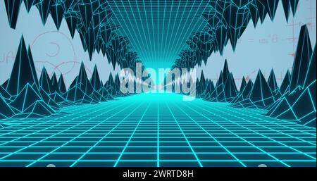 Image of digital landscape and math formulas on beige background Stock ...