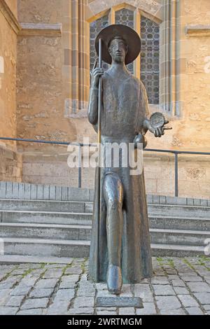 Sculpture Pilgrim with staff and scallop shell and monument to the Way ...