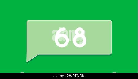 Image of a green chat box with numbers increasing on a green background ...