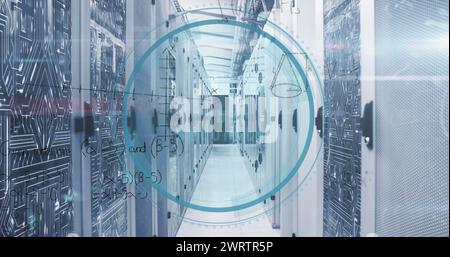 Image of cyber security text with scope scanning and mathematical ...