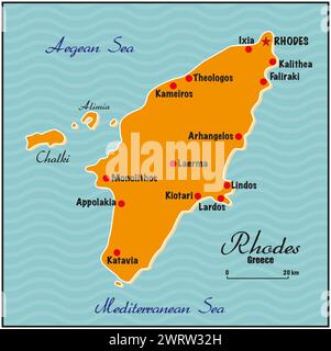 Map of Rhodes Stock Photo - Alamy