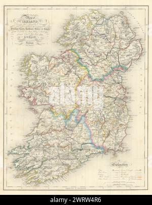 "Ireland Divided into Provinces and Counties." Map shows geographic ...