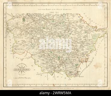 WEST RIDING OF YORKSHIRE-SOUTH antique map by JOHN CARY. Original ...