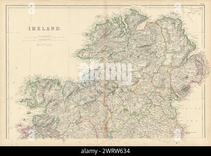 Ireland (North) antique map by Edward Weller. Ulster. Railways 1883 old ...