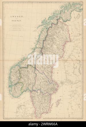 Sweden and Norway in provinces by Joseph Wilson Lowry 1860 old antique map Stock Photo - Alamy