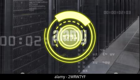 Image of scope scanning with numbers and data processing over computer servers Stock Photo - Alamy