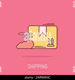Open cardboard icon in comic style. Shipping box cartoon vector ...