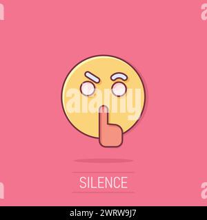 Quiet icon in comic style. Silence cartoon vector illustration on ...
