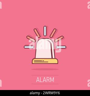 Emergency alarm icon in comic style. Alert lamp cartoon vector ...