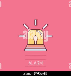 Emergency alarm icon in comic style. Alert lamp cartoon vector ...