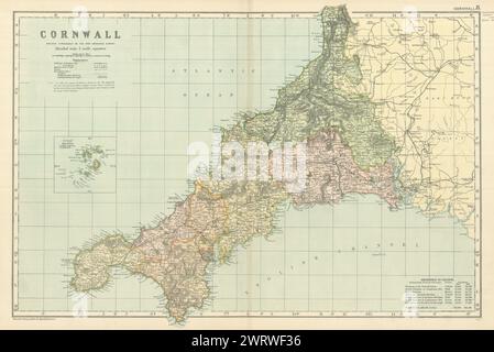 CORNWALL antique county map by GW BACON 1891 old plan chart Stock Photo ...