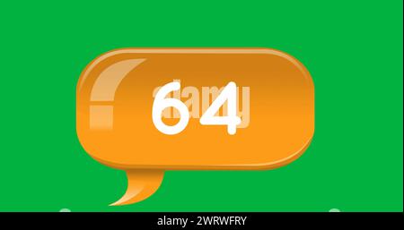 Digital image of a chat box increasing in numbers on a green background ...