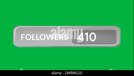Digital image of a grey follower button with numbers increasing on a ...