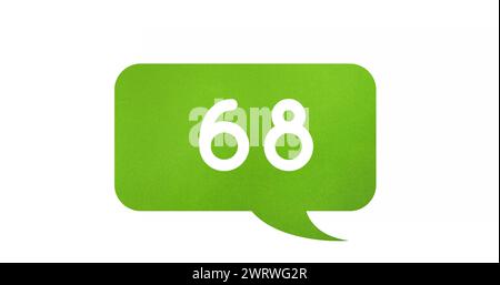 Digital image of a chat box increasing in numbers on a green background ...