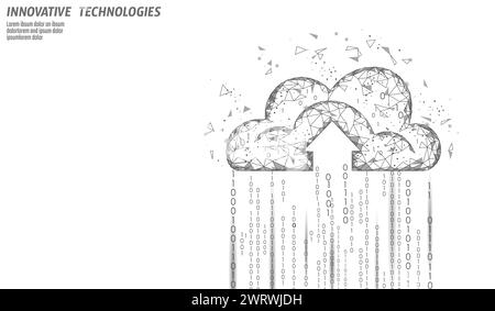 Cloud polygonal symbol with binary code background. Download concept ...