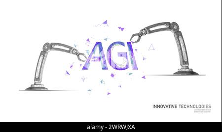 Artificial general intelligence robotic arms low poly letter symbols. Minimalist style AGI icon ...