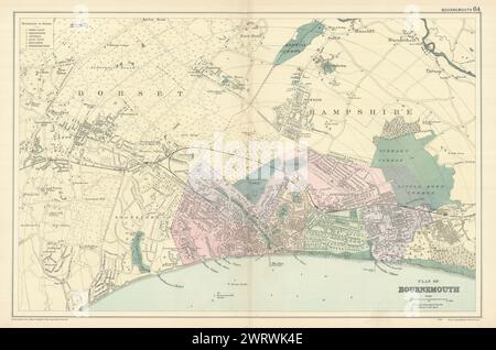 BOURNEMOUTH. Vintage town city map plan. Dorset 1950 old vintage chart ...