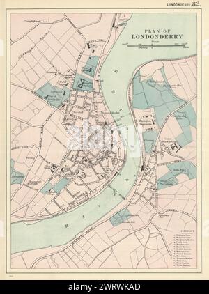 LONDONDERRY. Vintage town city map plan. Ireland 1949 old vintage chart ...