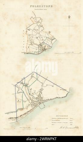 FOLKESTONE. Vintage town city map plan. Kent 1950 old vintage chart ...