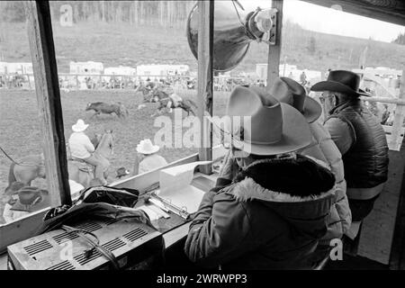 Announcer's booth and rodeo office at the rural Dog Pound Rodeo ...