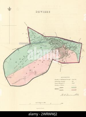 DEVIZES borough/town plan. BOUNDARY COMMISSION. Wiltshire. DAWSON 1837 ...