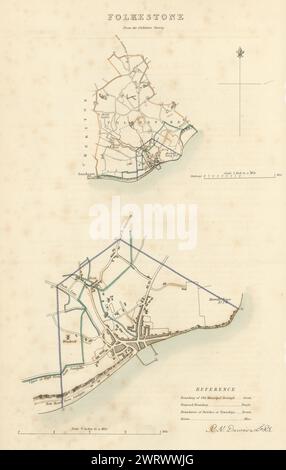 FOLKESTONE. Vintage town city map plan. Kent 1950 old vintage chart ...
