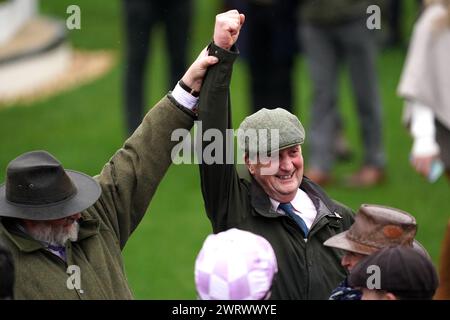 Jockey Lorcan Williams celebrates on Golden Ace after winning the ...