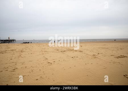 Lowestoft, Suffolk, 14th March 2024, The sky continued to be Grey ...