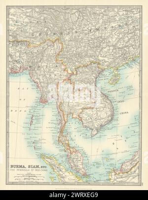 Indo-China. Indochina. Siam Annam Burma Thailand Cambodia. STANFORD 1904 map Stock Photo - Alamy