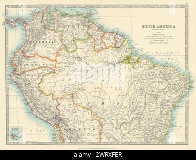 SOUTH AMERICA NORTH. Peru/Ecuador borders as pre 1941 war. JOHNSTON ...