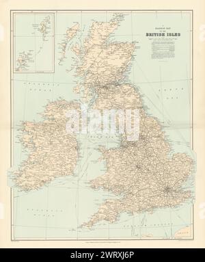 BRITISH ISLES: Railway map. England Ireland Scotland & Wales ...