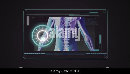 Image of scope scanning and human body spinning on screen Stock Photo ...