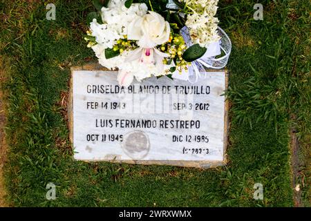 Medellin, Colombia - January 11, 2023: Close-up of the tomb of Gustavo ...