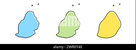 Mauritius country simplified map. Green silhouette with thin black ...