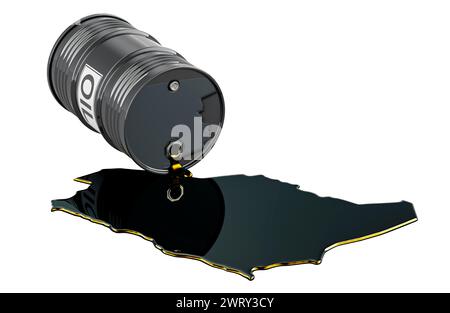 Crude oil spilled in the shape of OPEC word, 3D rendering isolated on ...
