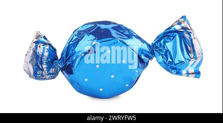 Candy in light blue wrapper isolated on white Stock Photo - Alamy