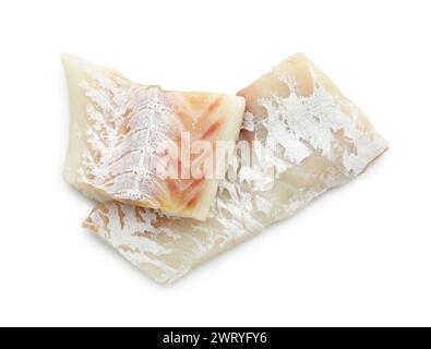 Fresh raw cod fillets isolated on white Stock Photo - Alamy