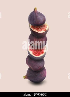 Stacked ripe fresh figs on white background Stock Photo - Alamy
