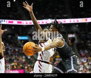 Kansas State forward David N'Guessan (1) looks to pass around Villanova ...