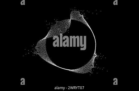 White dotted wavy lines with dissolve effect. Stipple disintegrating ...