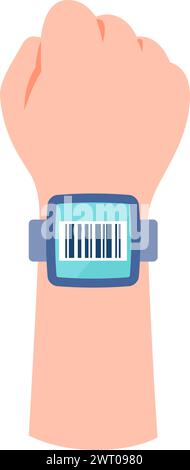 Smart watch with QR code display. Vector illustration that is easy to ...