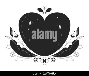 Heart spring decorated 2D linear cartoon object Stock Vector Image ...