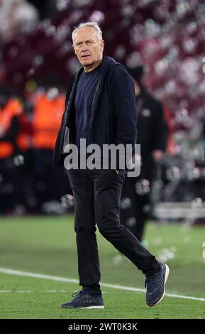 Christian Streich manager of SC Freiburg during the UEFA Europa League ...