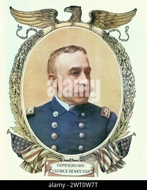 The hero of Manila, Admiral George Dewey, on his Flag-ship the 'Olympia ...