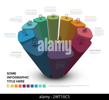 Simple multipurpose infographic rainbow color template with five ...